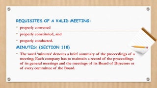 Meetings under Company Law (Companies Act, 2013) | PPTX