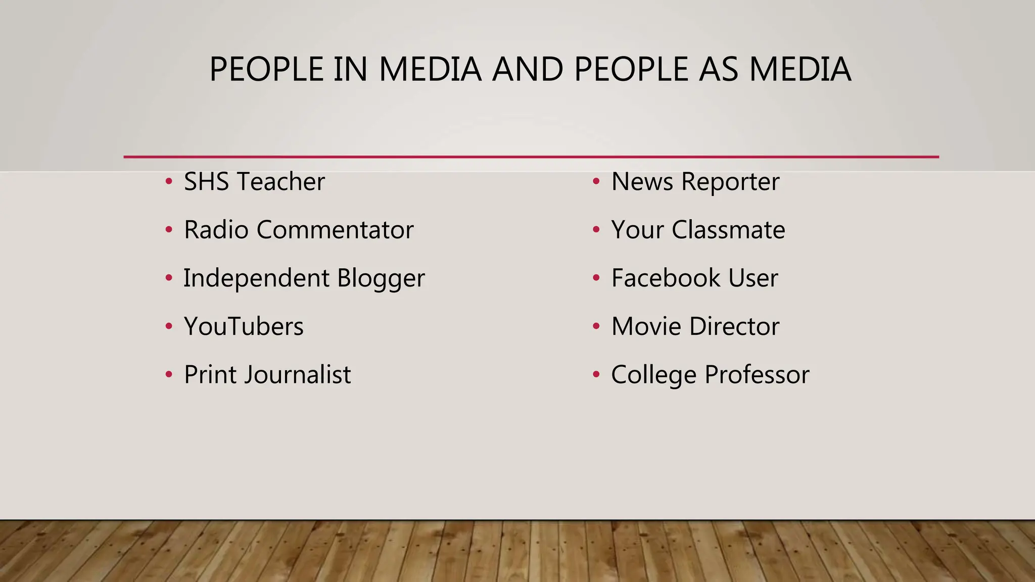 people as media versus people in media. This topic will help the ...
