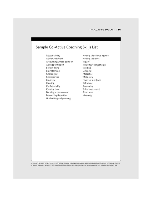 Co active coaching skills list | PDF