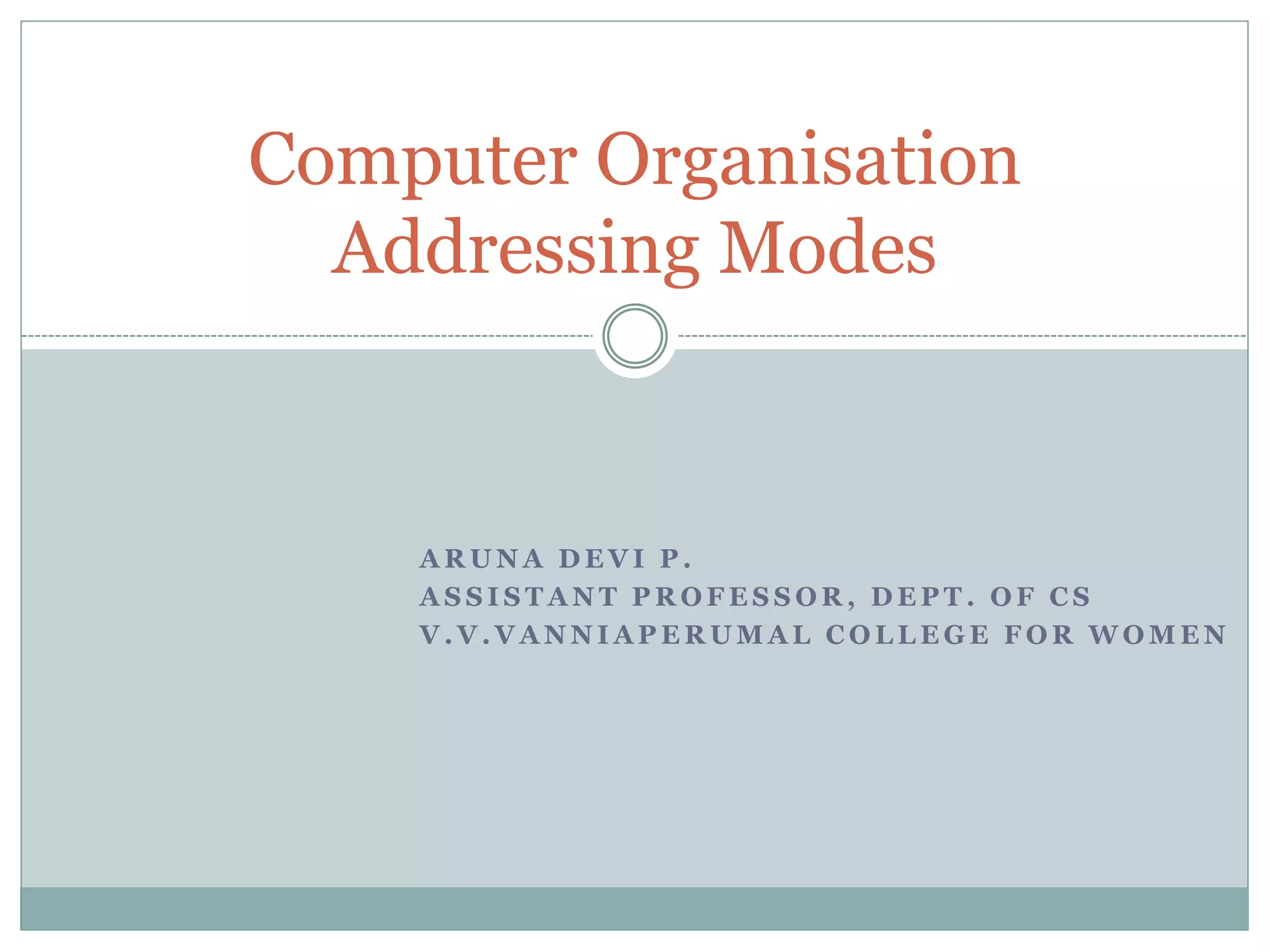 Computer Organisation - Addressing Modes | PPTX