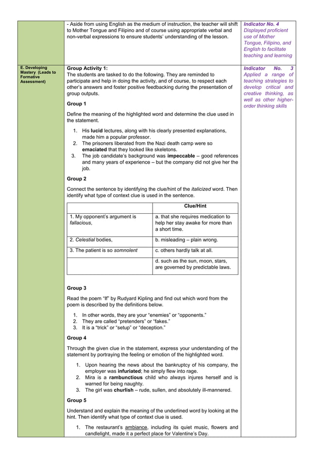 Context Clues Lesson Plan in English 9.docx | Homework and Study ...