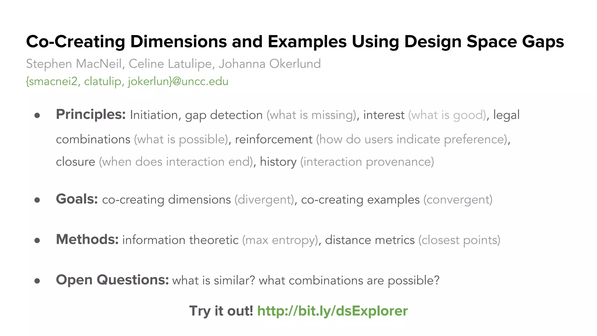 Co-creating dimensions and examples using design space gaps | PPT