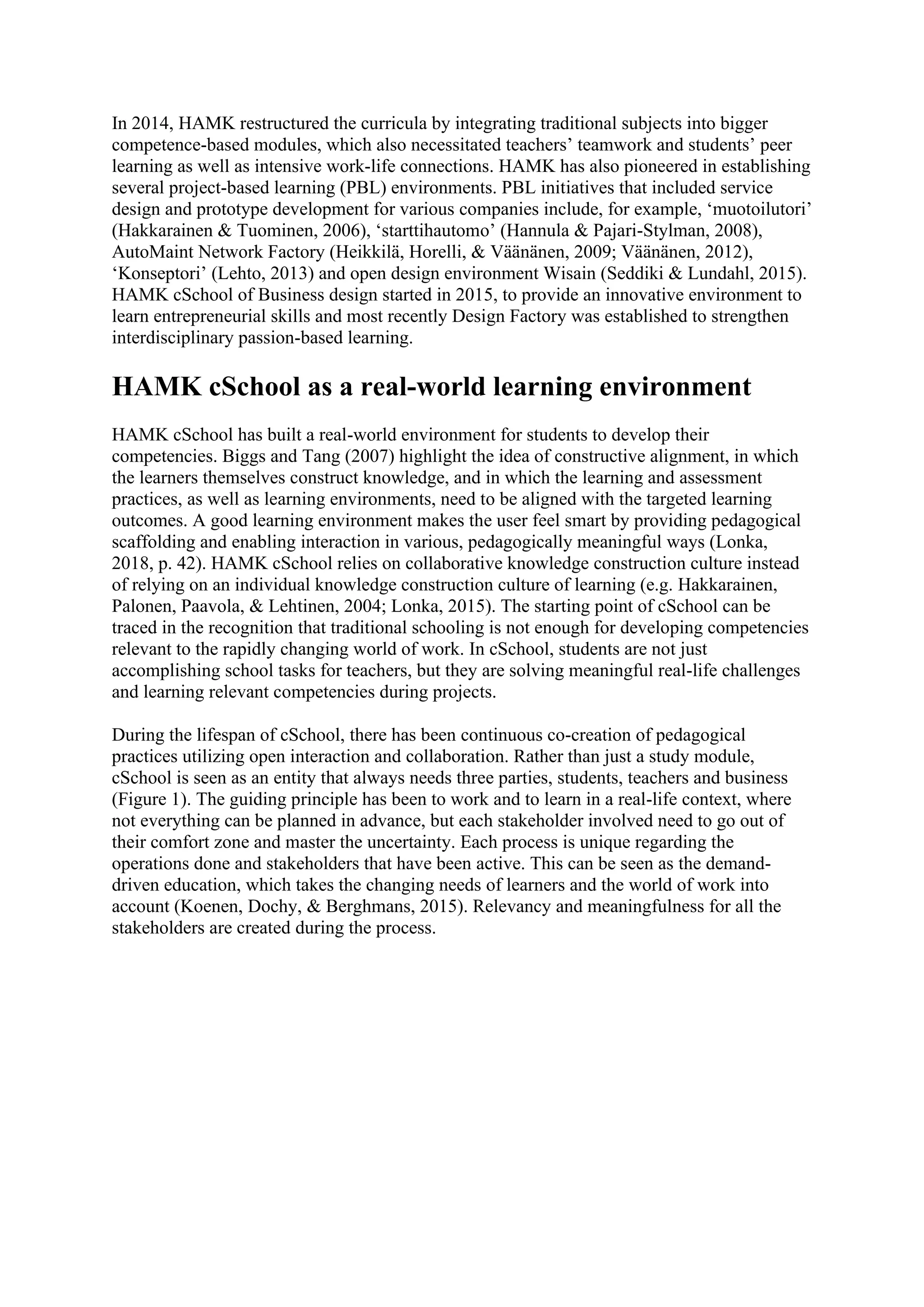 Co-creation pedagogy from cSchool towards HAMK Design Factory | PDF ...