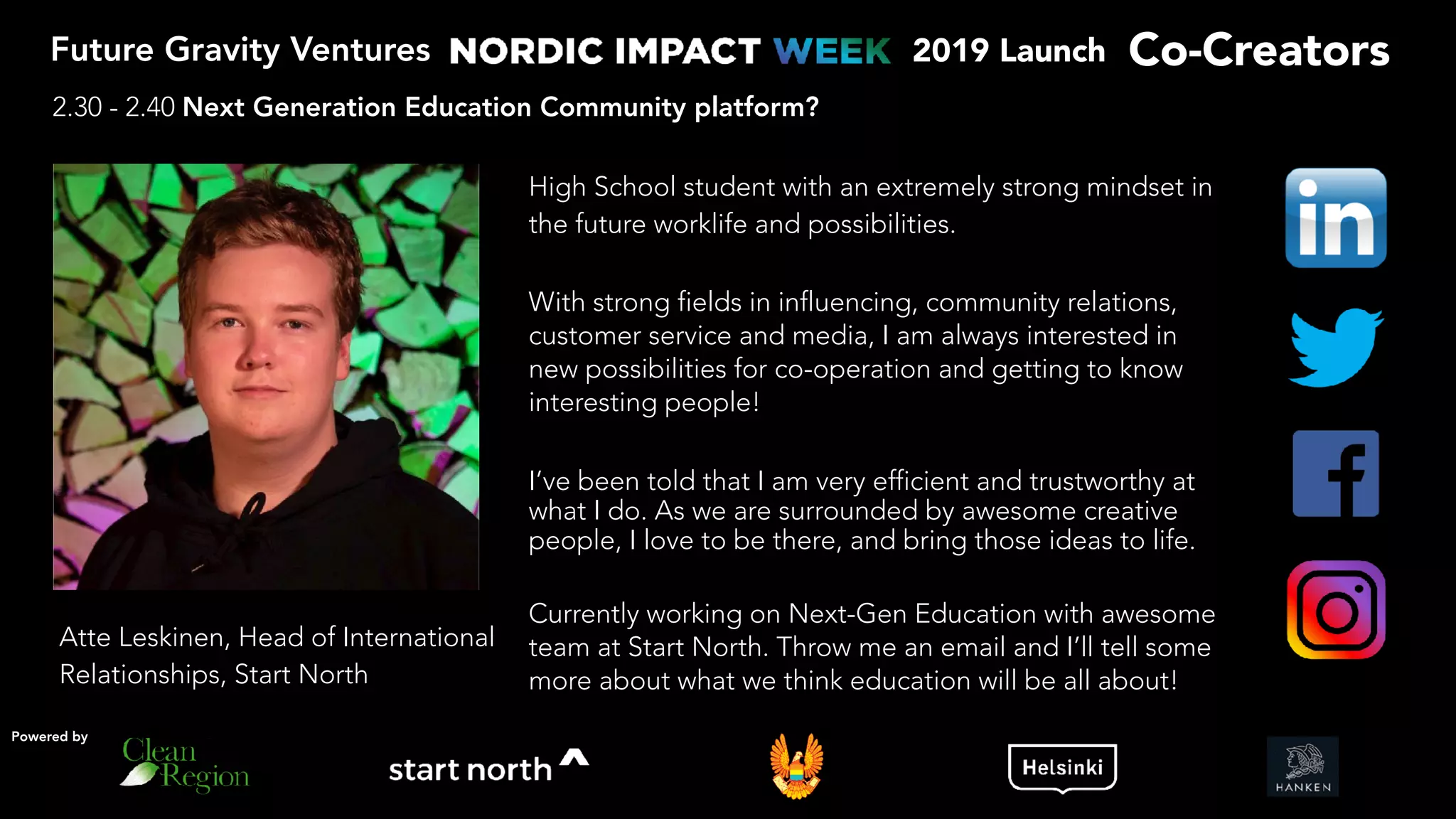 Meet our Co creators for future gravity ventures niw slush launch 2019 | PDF