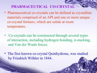 Pharmaceutical Co-crystal technique | PPT