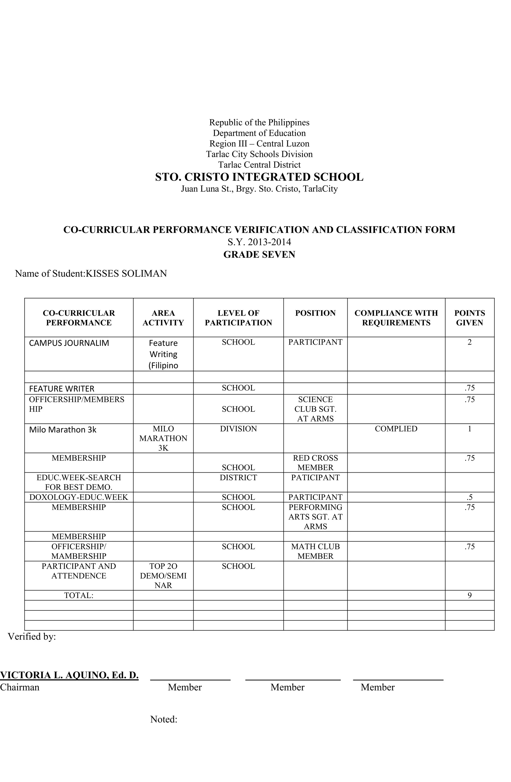 co curricular activities | DOCX