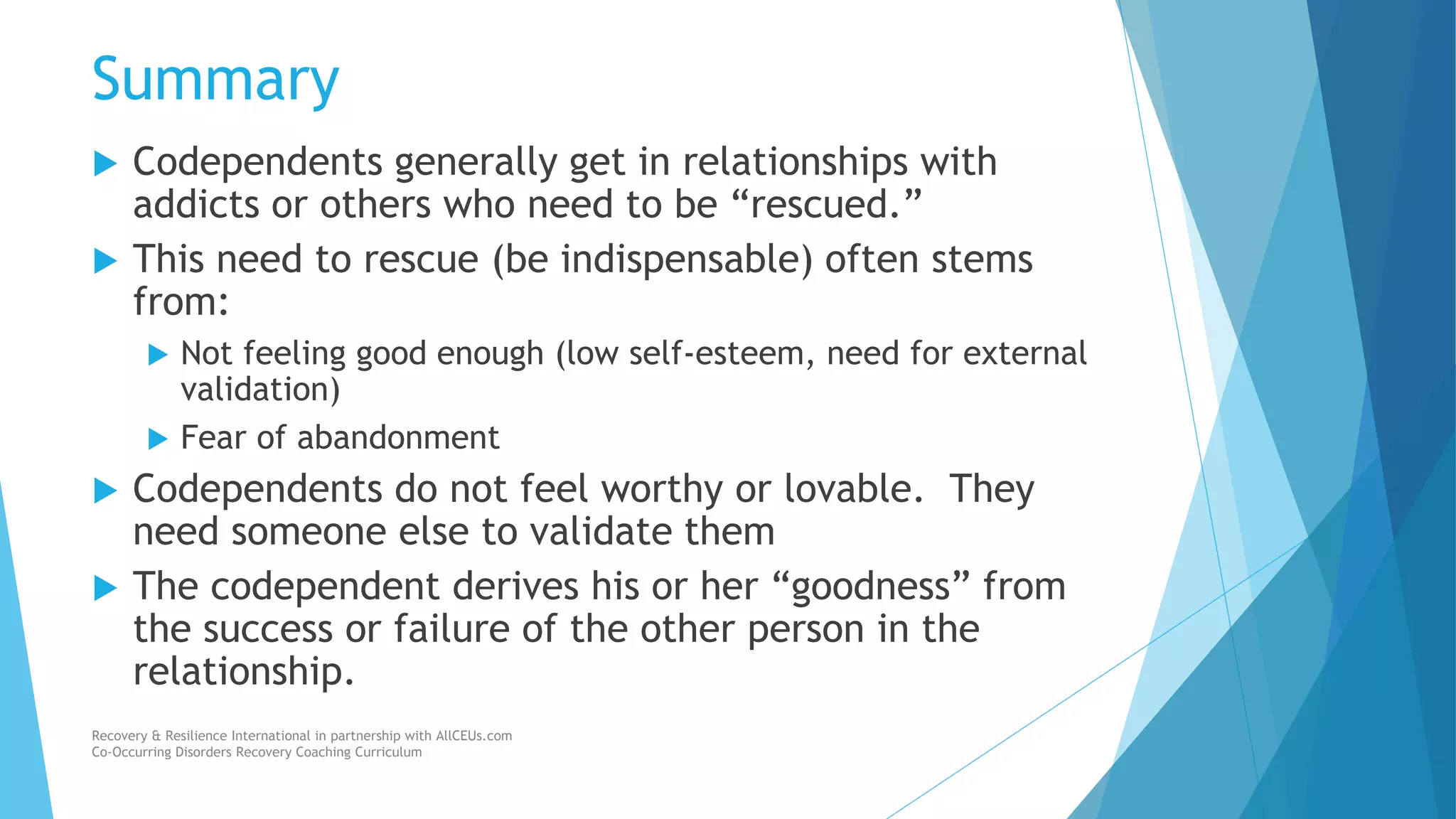 Co-Dependency and the Addiction Recovery Process | PPTX