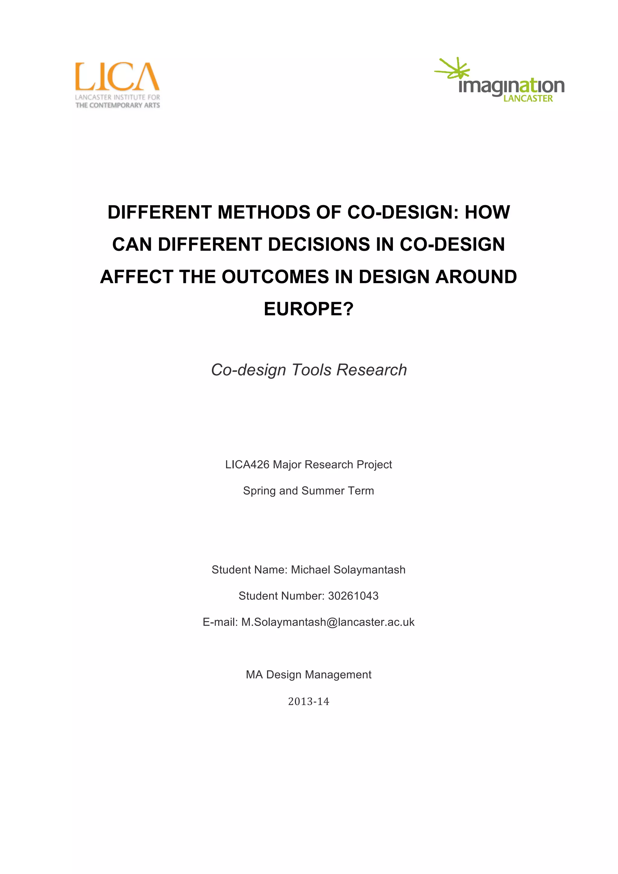 Co design tools research | PDF