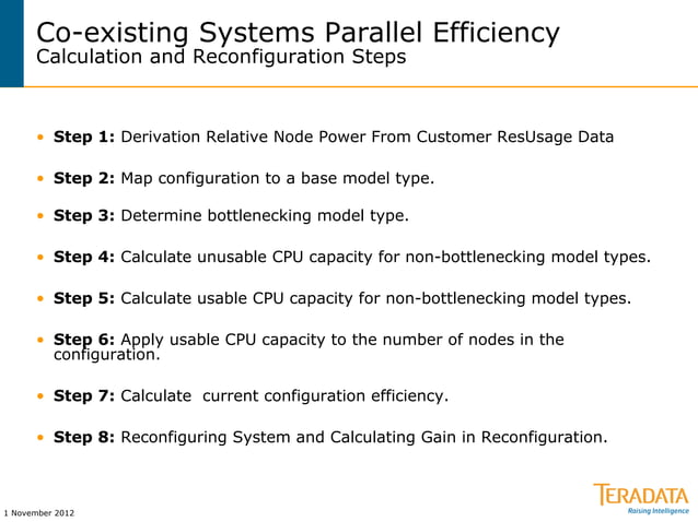 Teradata Co Existing Systems Parallel Efficiency Calculation