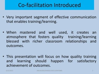 Co facilitation for trainers ppt | PPTX