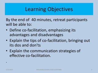 Co facilitation for trainers ppt | PPTX