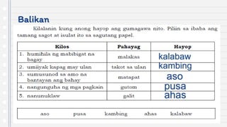 Pagbibigay Kahulugan s kilos at pahayag ng mga tauhan sa napakinggang ...