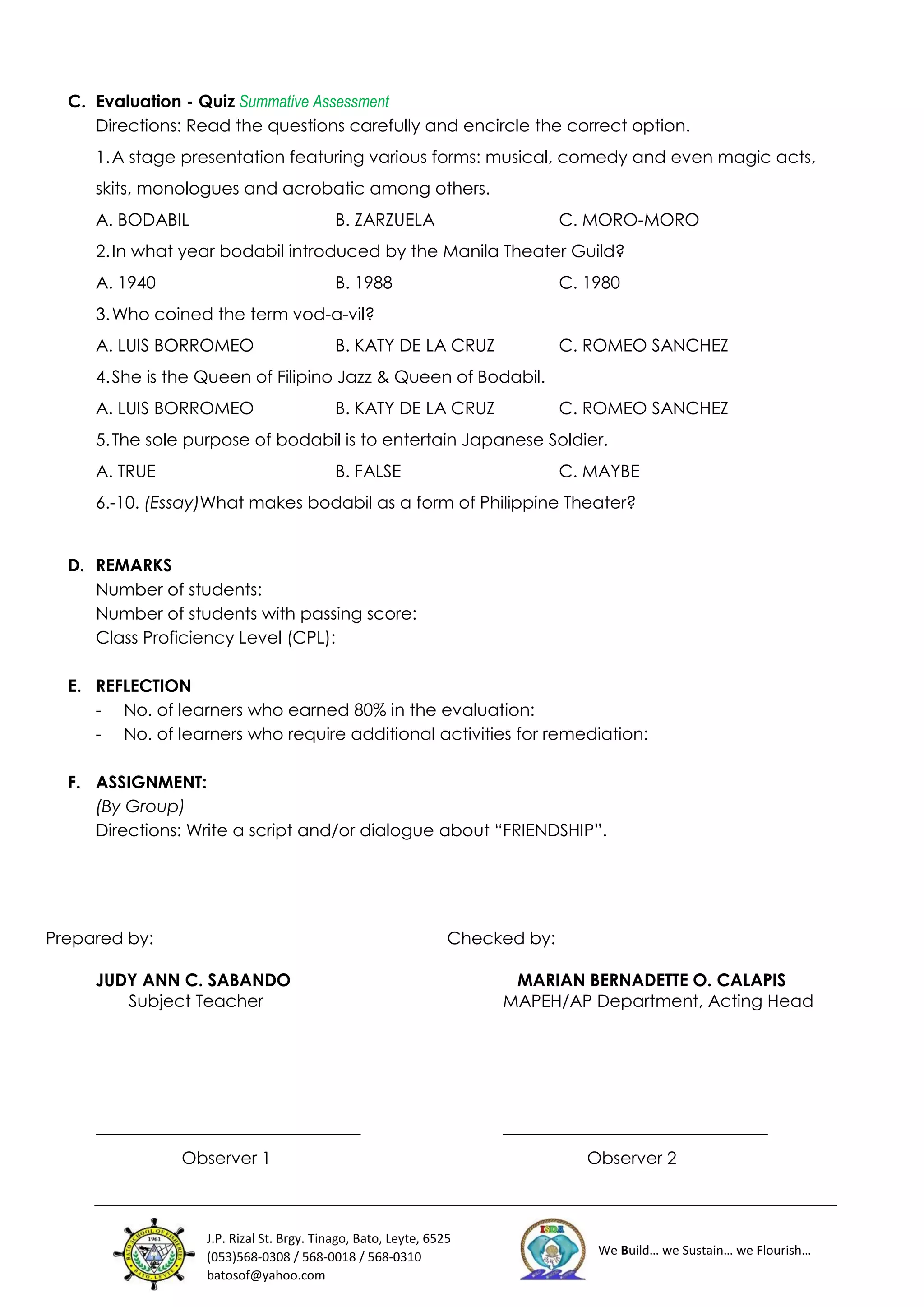 Lesson Plan - Class Observation | PDF