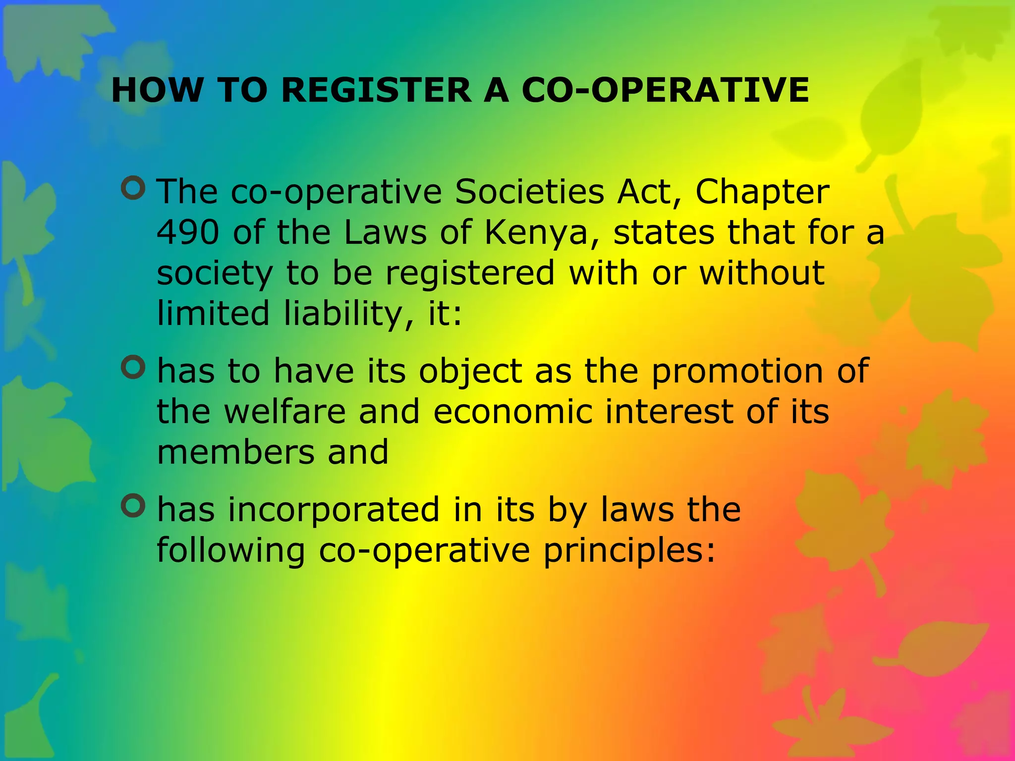 Co-operative -registration-procedures in Kenya | PPT