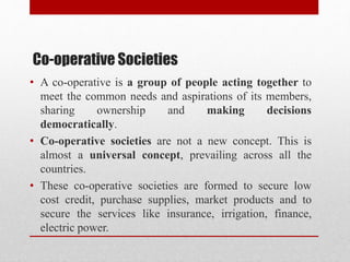 Co operative societies - enabling economic development | PPTX