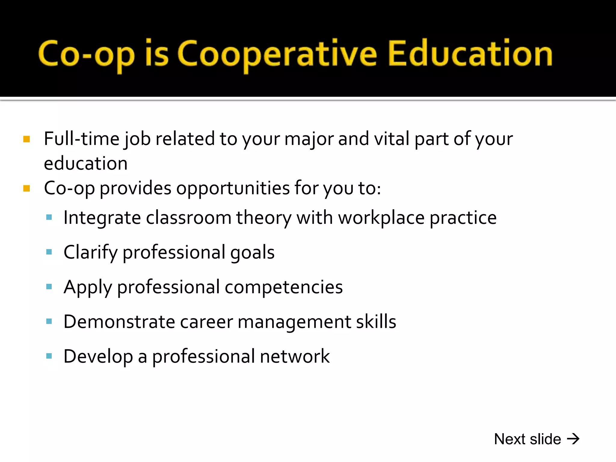 Co op orientation | PPTX