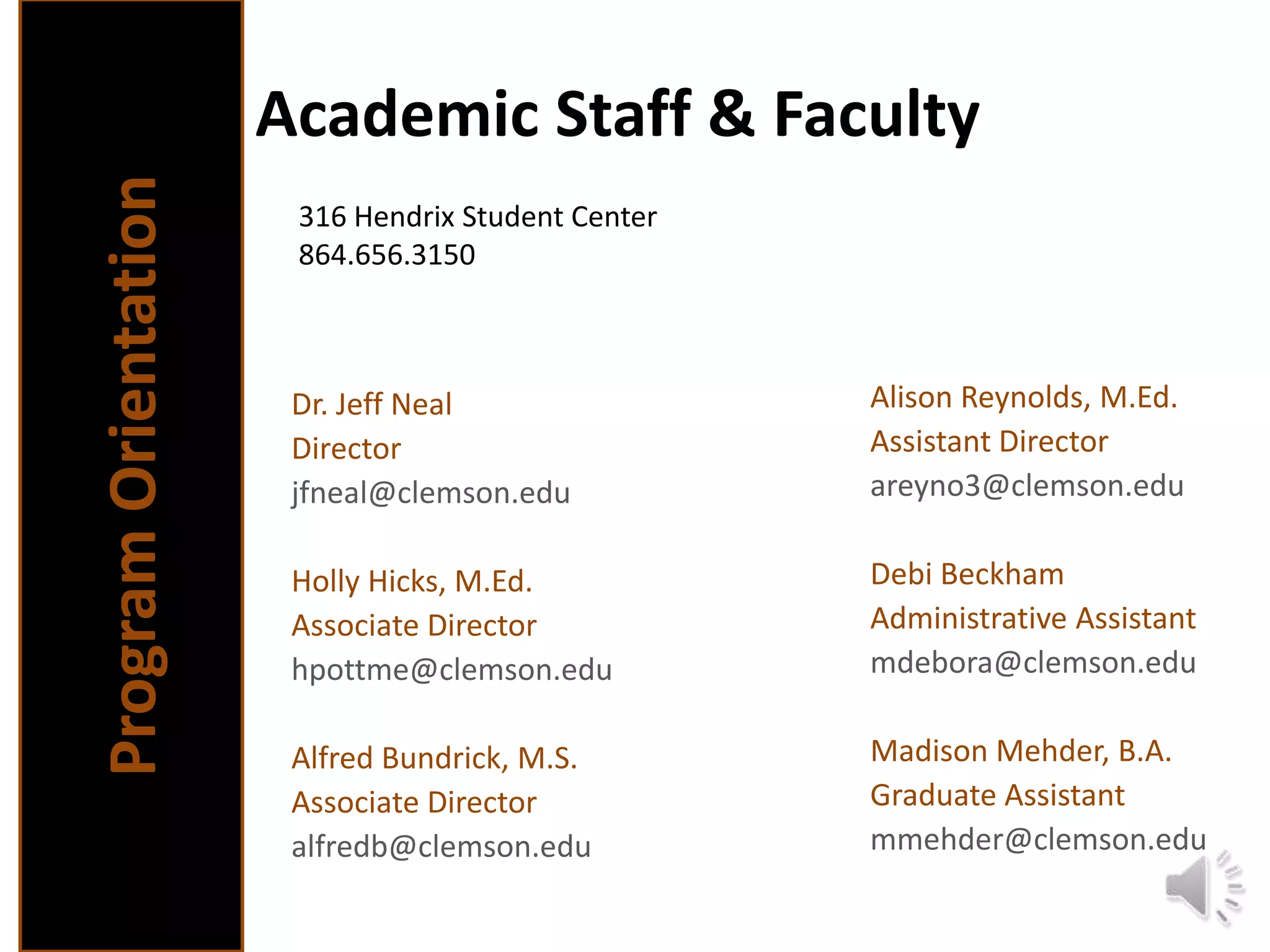 Clemson University Co op Program Orientation by Dr. Jeff Neal, Director ...