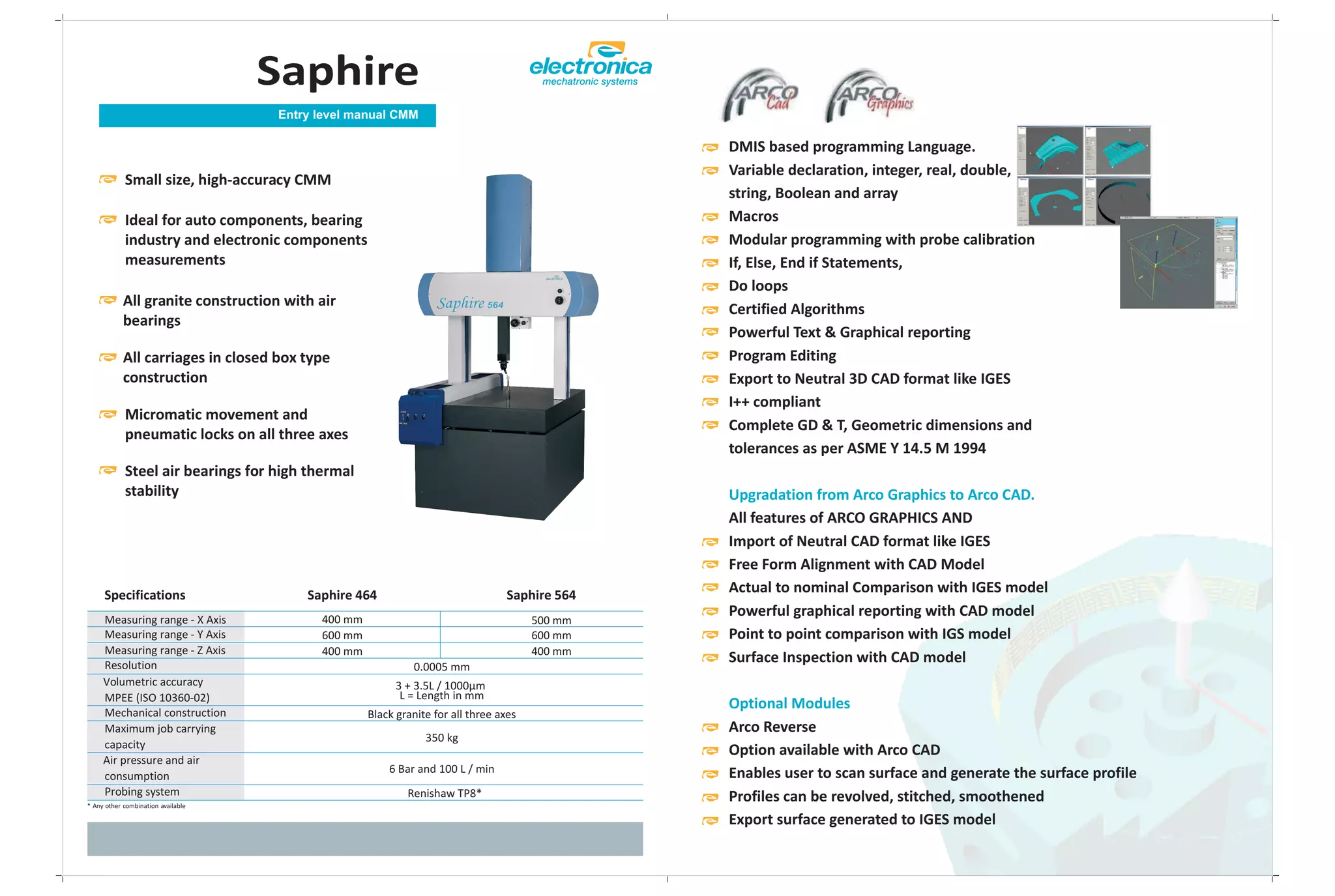 Co ordinate measuring machines of multi sensor cmm-saphire- electronica ...