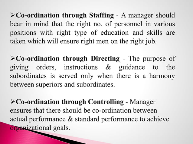 Co ordination | PPTX | Business | Business and Finance