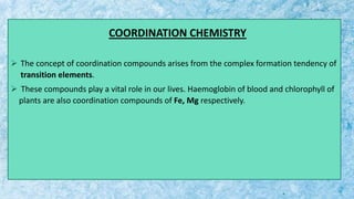 Co-ordination chemistry || Introduction and type | PPSX