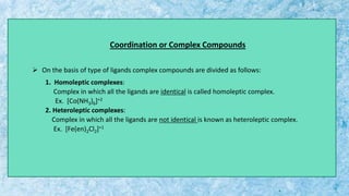 Co-ordination chemistry || Introduction and type | PPT