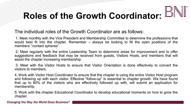 BNI LT & Coordinators role guide | PDF