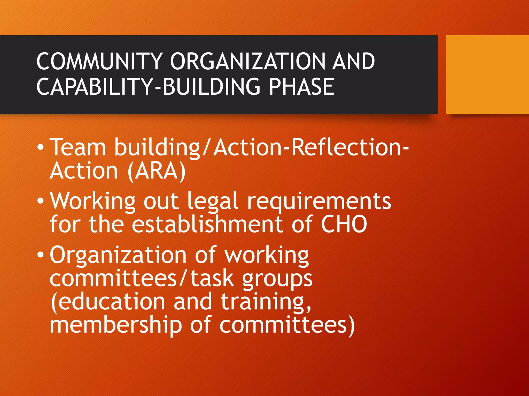 COMMUNITY ORGANIZING-PARTICIPATORY ACTION RESEARCH PROCESS | PPTX
