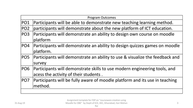Co po mapping of moodle course | PPT