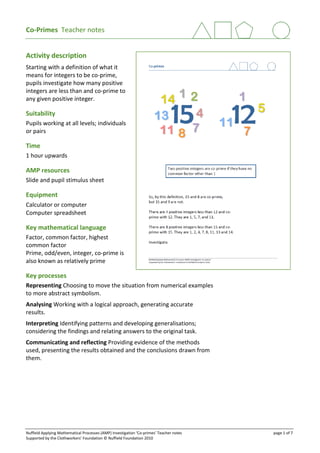 Co primes teacher-notes | PDF