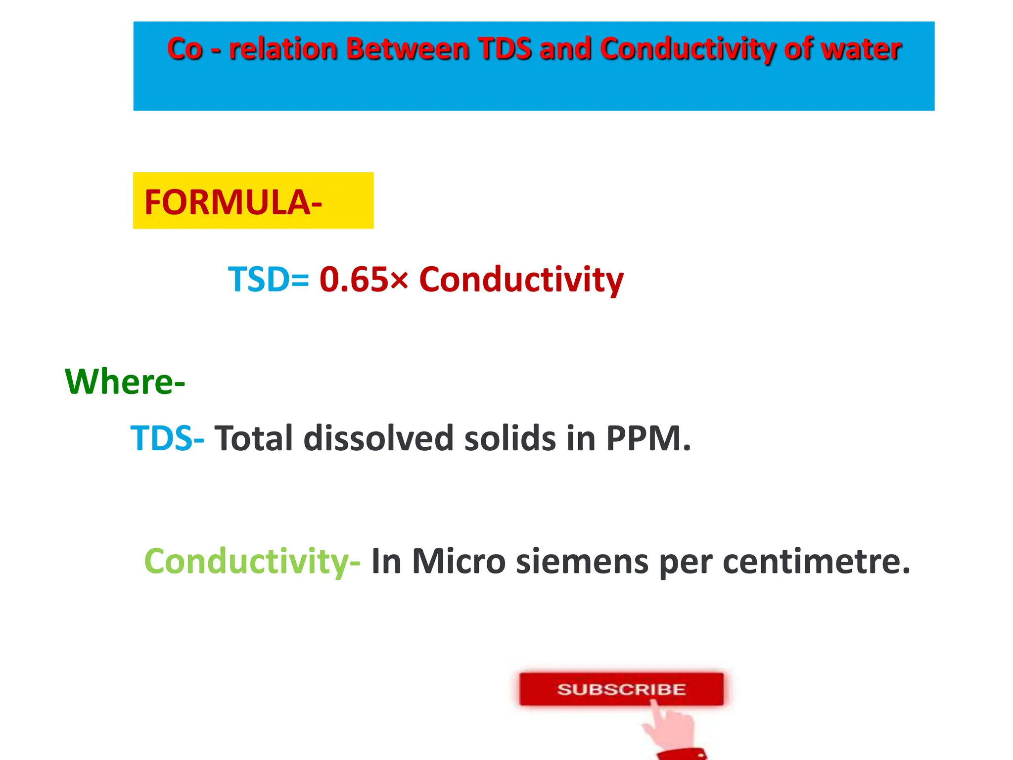 Co - relation b/w TDS and conductivity of water by Er. Dindyal Upadhyay ...