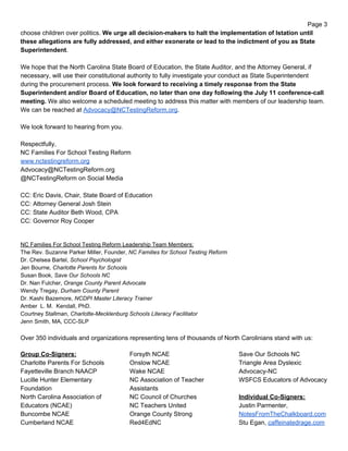 NC Families for School Testing Reform | PDF