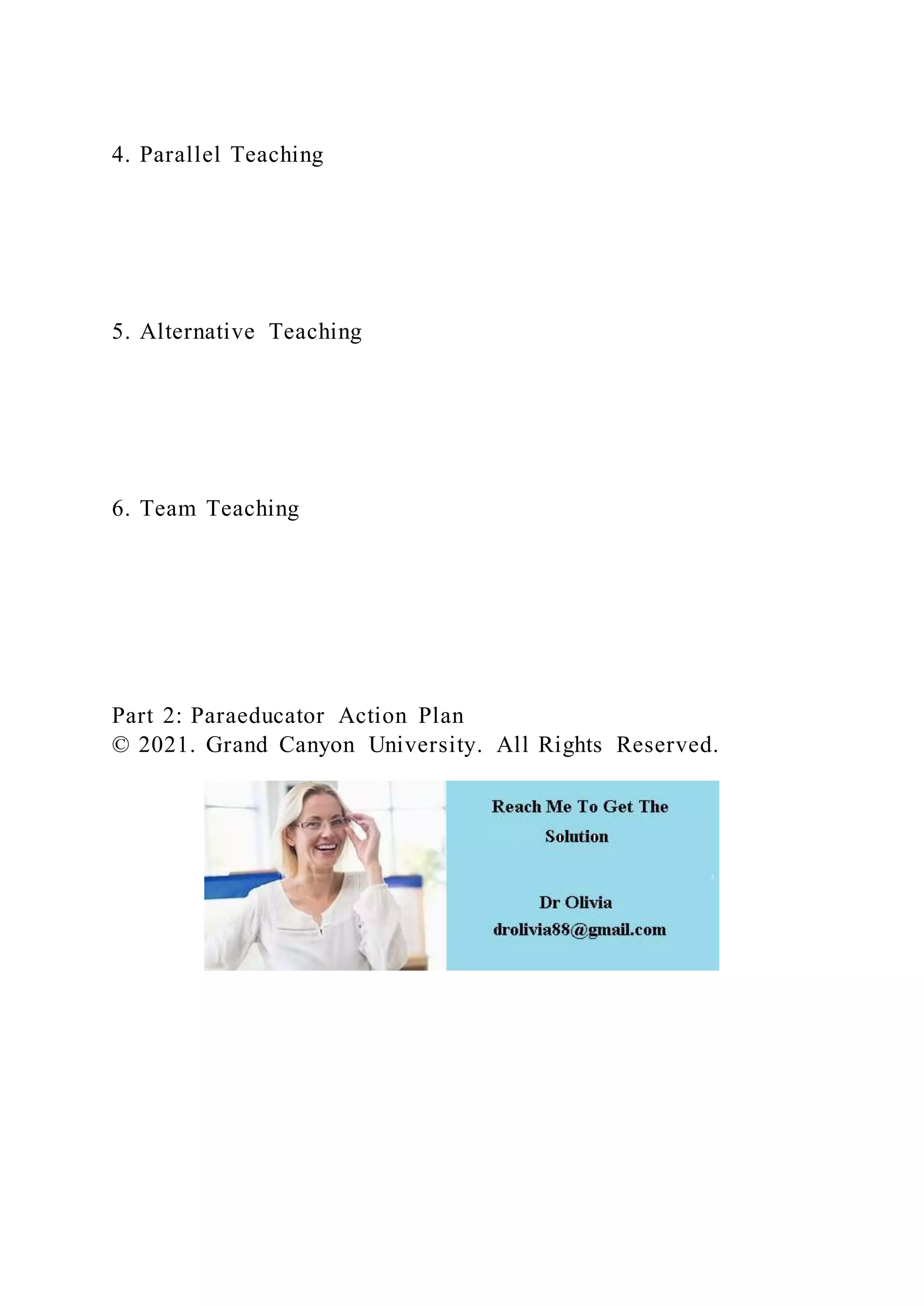 Co-Teaching Models and Paraeducator Action Plan Te | DOCX