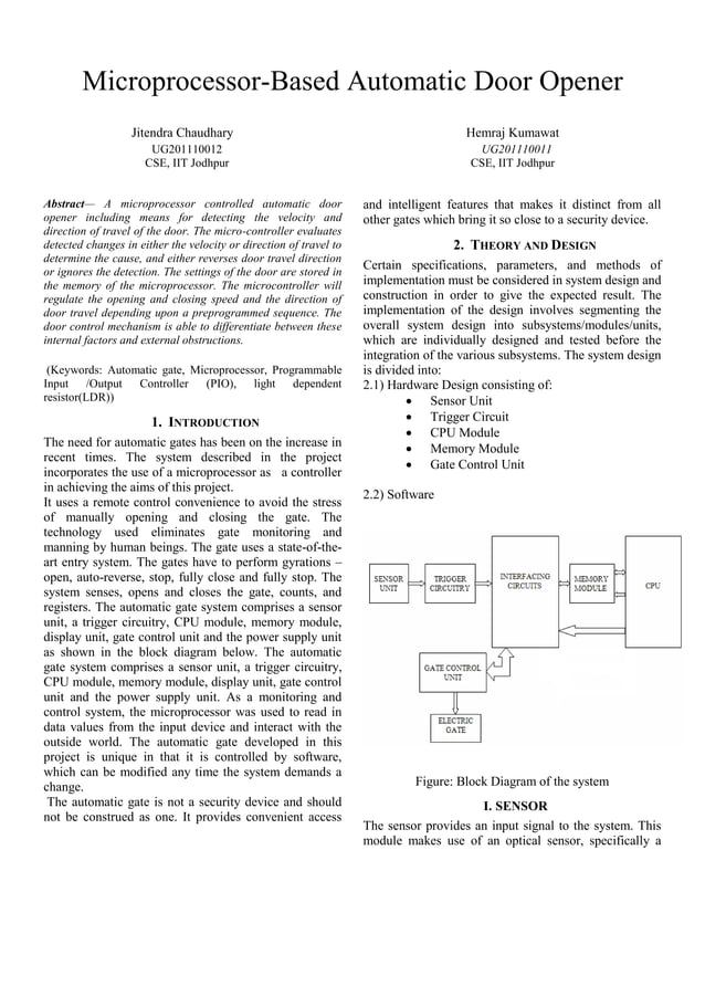 Microprocessor-Based Automatic Door Opener | PDF | Computing | Technology & Computing