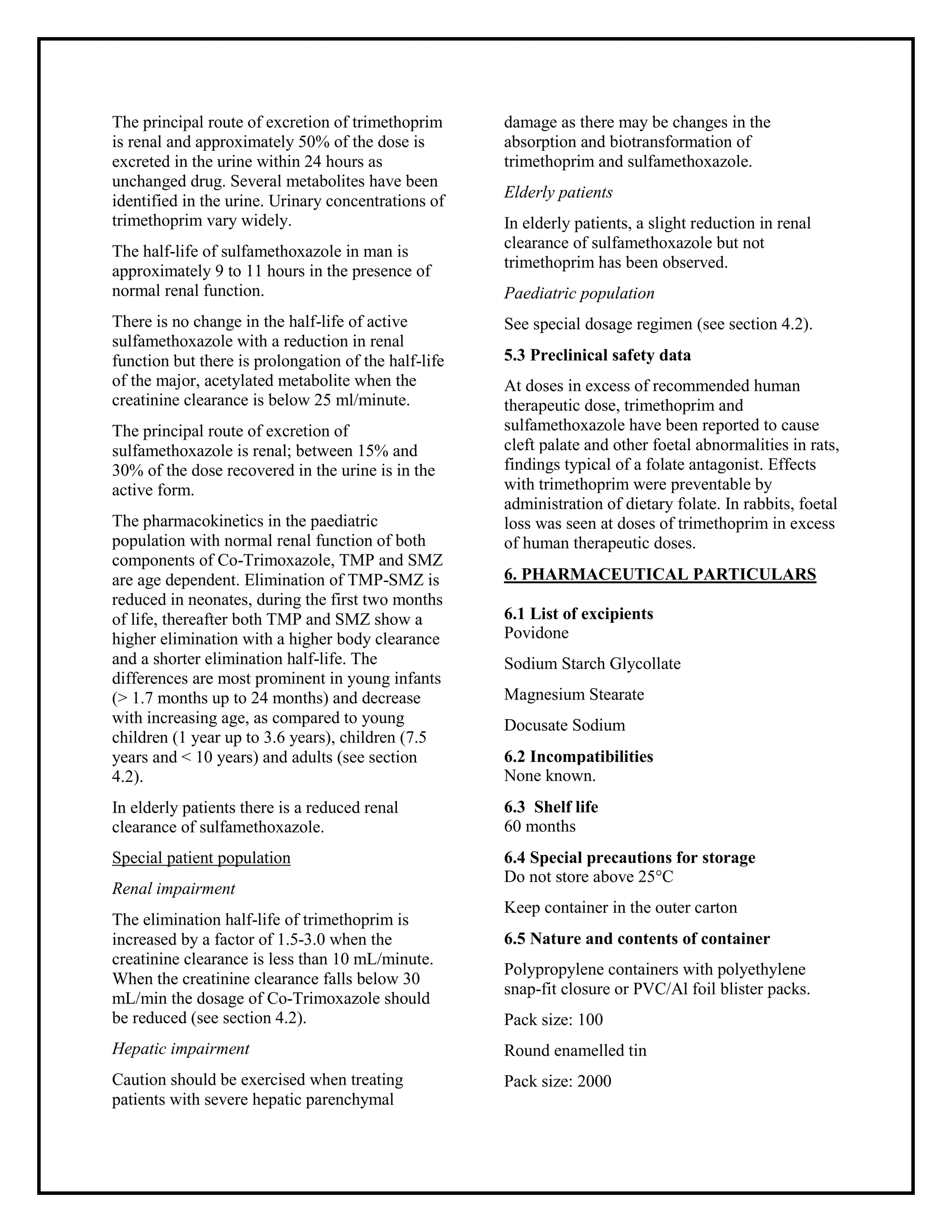 Co trimoxazole 960 mg tablets smpc- taj pharmaceuticals | PDF