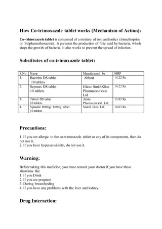 Co trimoxazole tablet ds | DOCX
