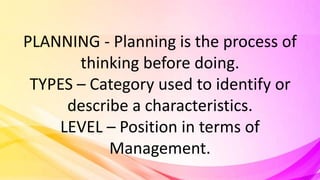 organization and management lesson on Planning | PPTX