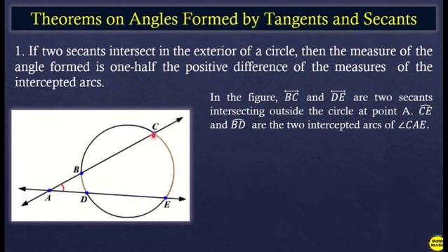Tangents, Secants, Segments and Sector of a Circle pptx | PPTX