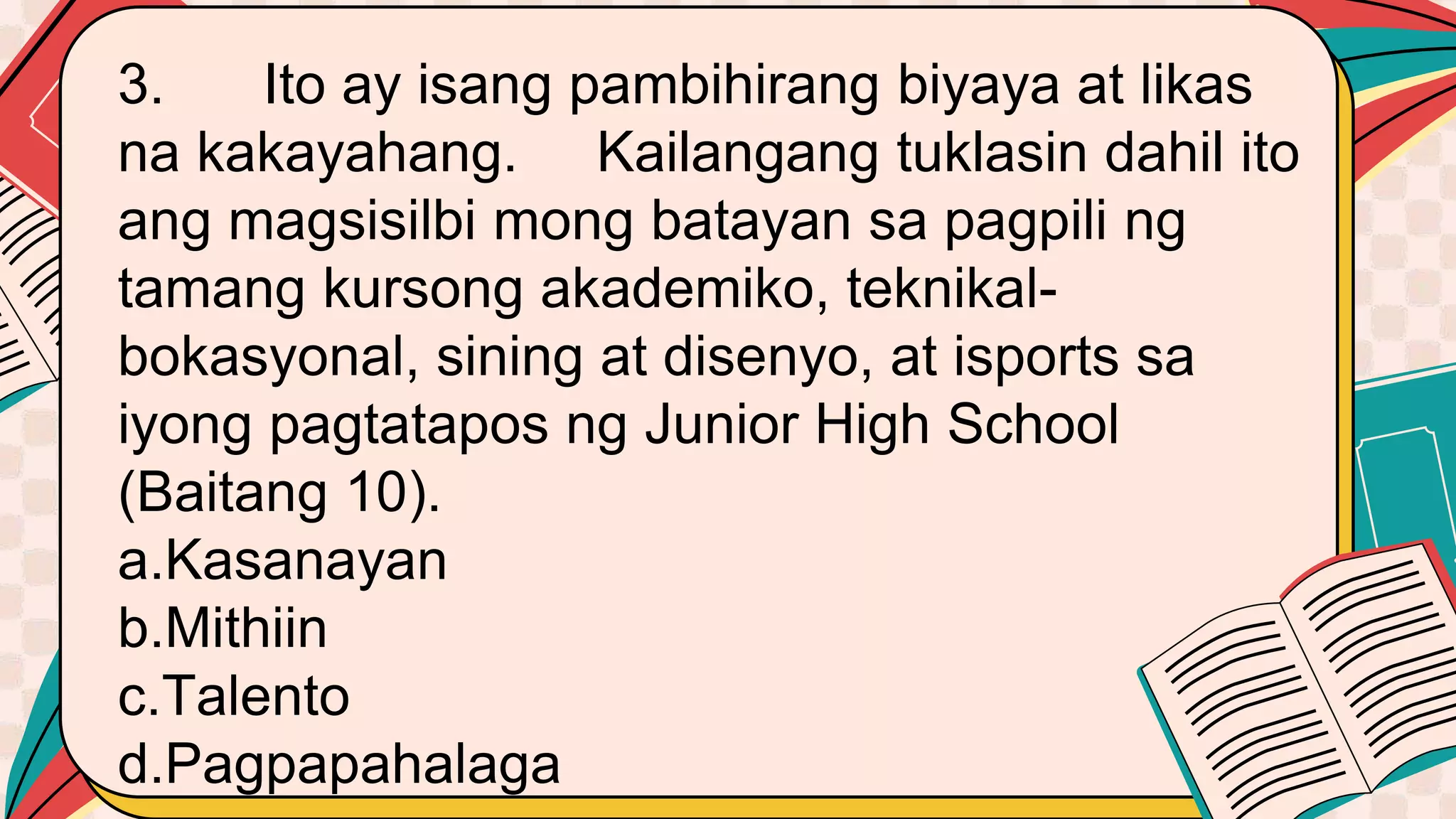 mga pansariing salik sa pagpili ng track o kursong akademiko, teknikal ...