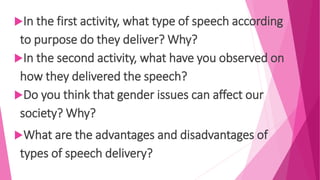 ORAL COMMUNICATION IN CONTEXT '' TYPES OF SPEECH CO1 2023-2024 - ORAL ...