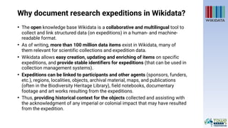 Modelling Research Expeditions in Wikidata: Best Practice for Standardisation and ...