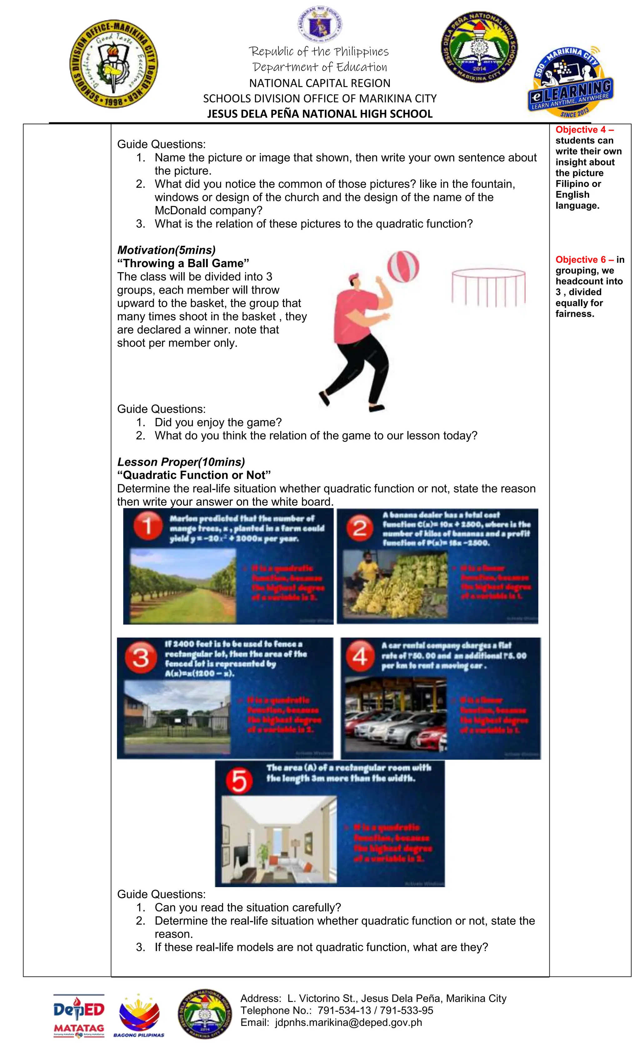 lesson plan in math 9 | DOCX