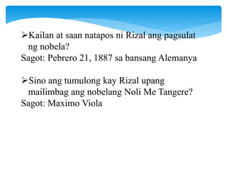 Tungkop sa Kasaysayan ng Nobelang Noli Me Tangere | PPTX