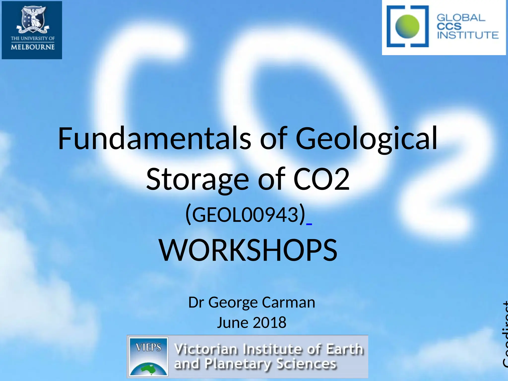 Geological Storage of Carbon Dioxide Workshop notes | PPTX