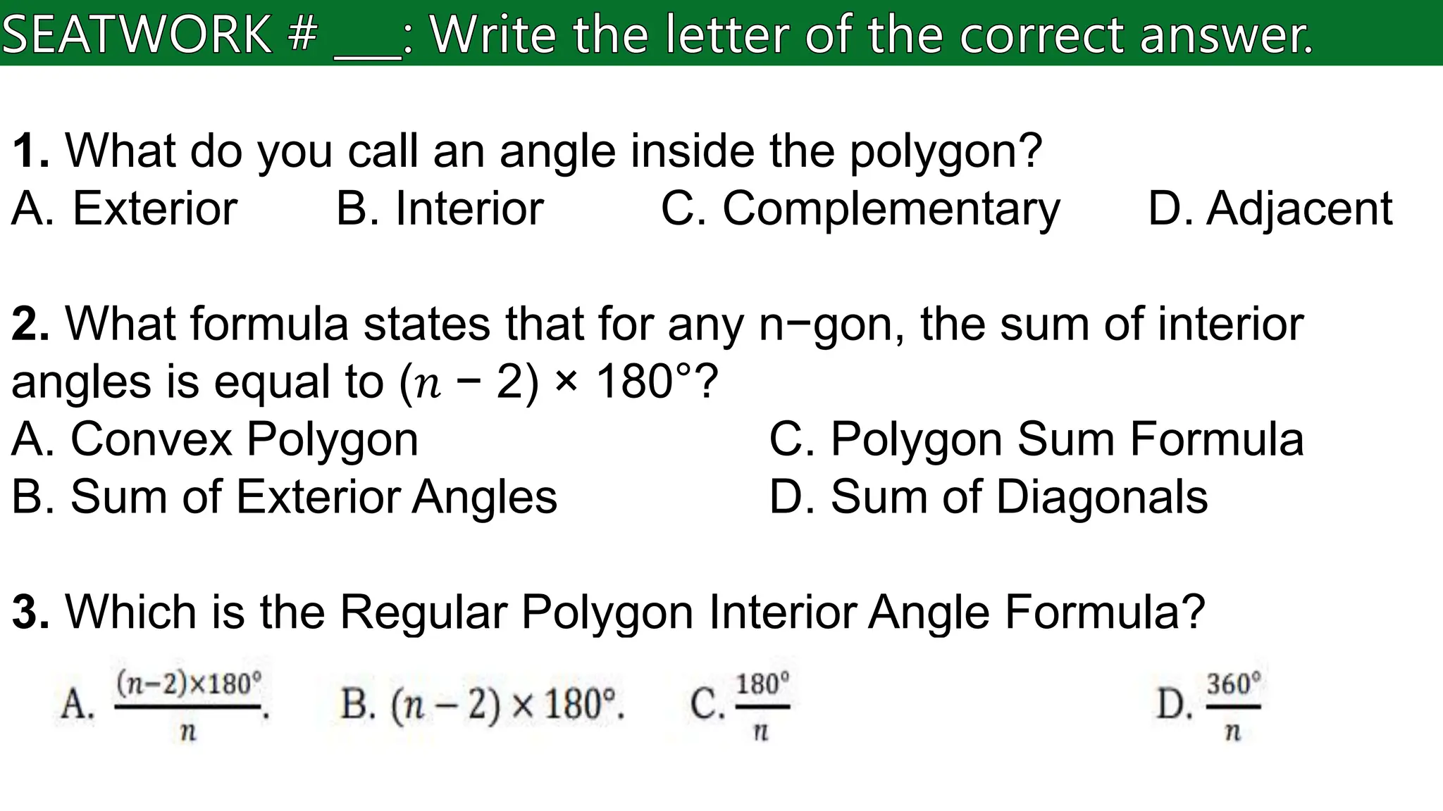 MATHEMATICS 7-SUM OF THE INTERIOR ANGLES | PPTX