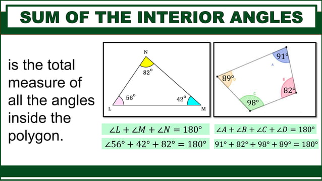 MATHEMATICS 7-SUM OF THE INTERIOR ANGLES | PPTX | Geography | Science