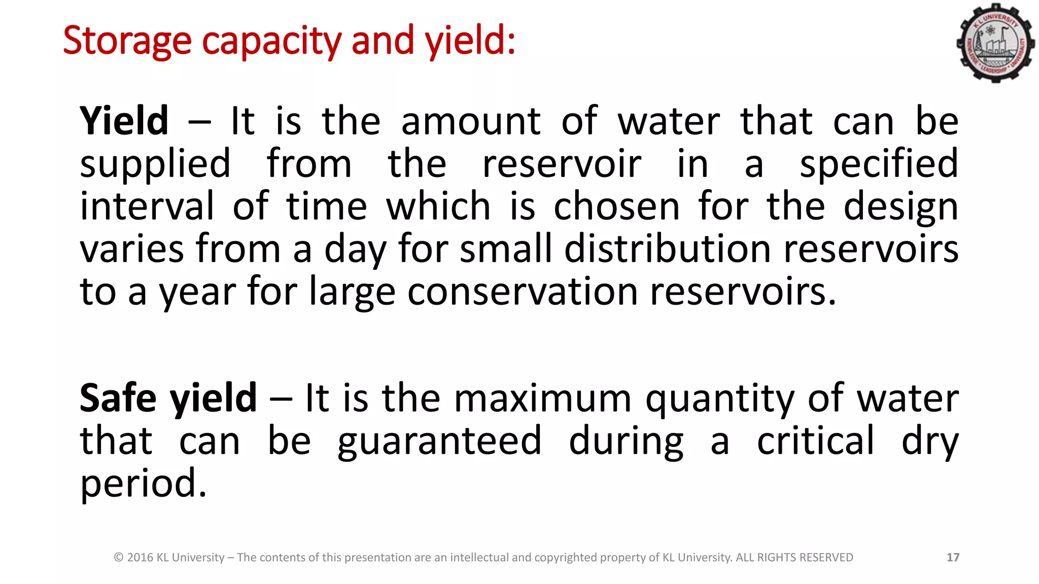 Reservoir Planning | PPTX