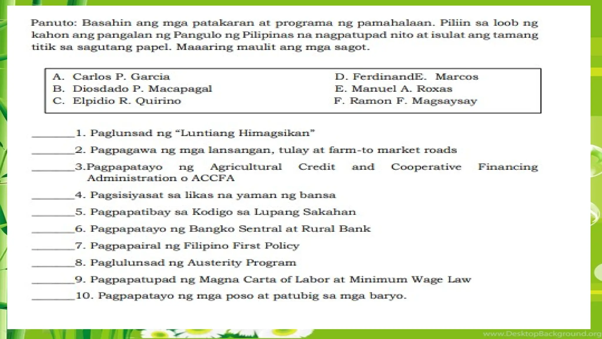 Mga Programang Ipinatupad ng Ibat ibang Pangulo ng Pilipinas | PPTX