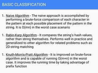 String Matching (Naive,Rabin-Karp,KMP) | PPTX