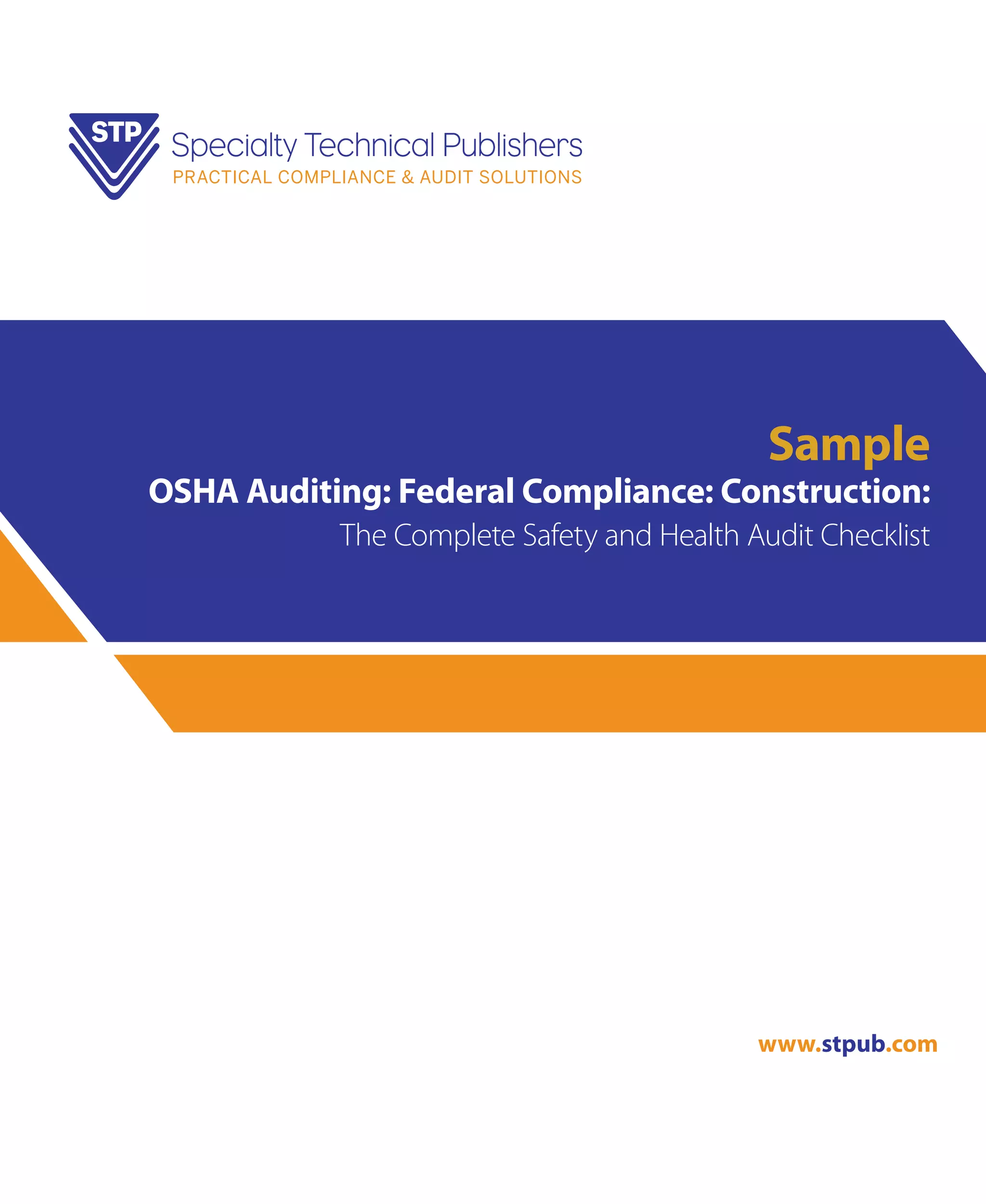 OSHA Auditing: Federal Compliance: Construction: The Complete Health ...