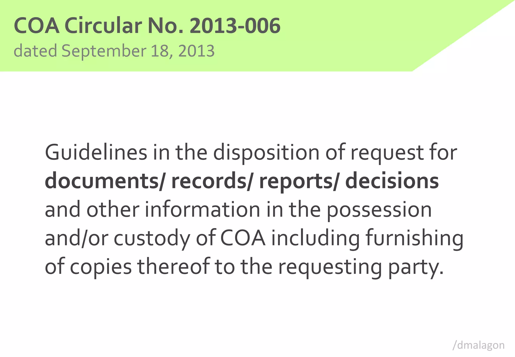 COA Presentation | PPSX